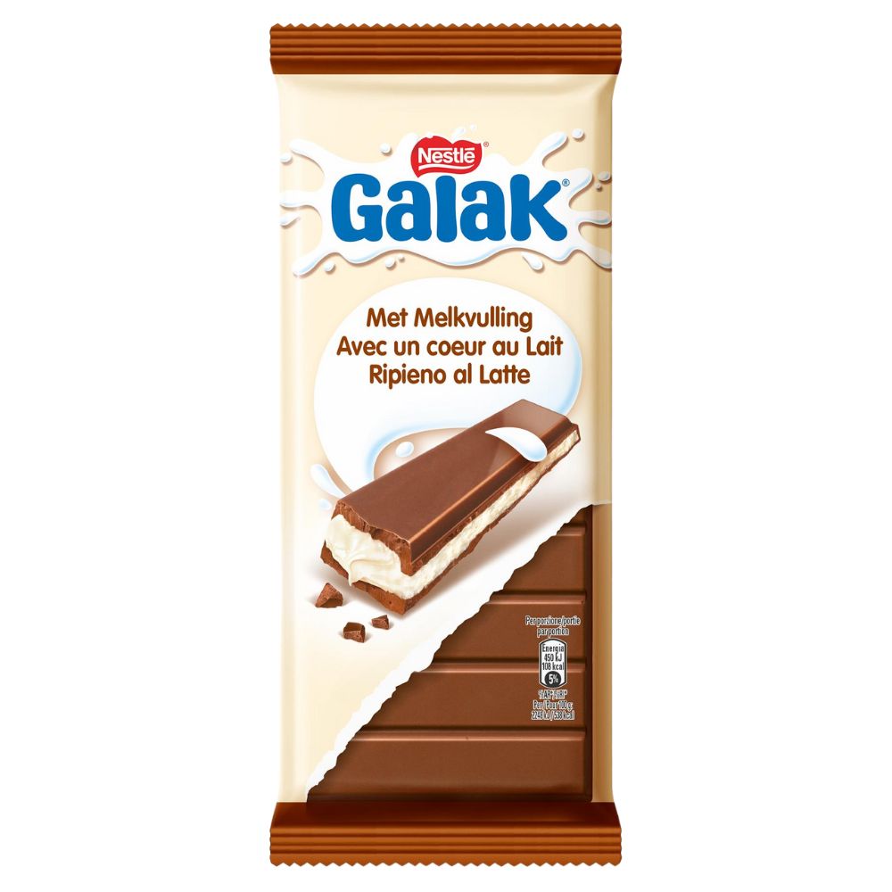 Galak Milk Chocolate - tablette de chocolat au lait fourrée à la crème ...