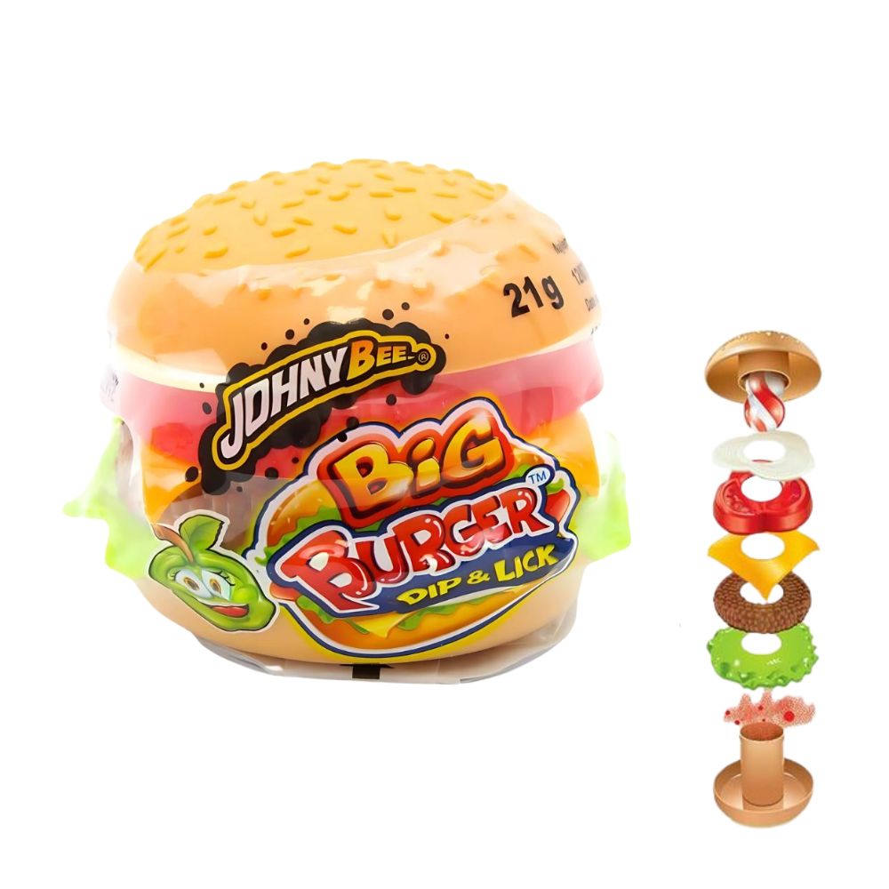 Johny Bee Big Burger Dip & Lick - sucette avec poudre au goût surprise ...