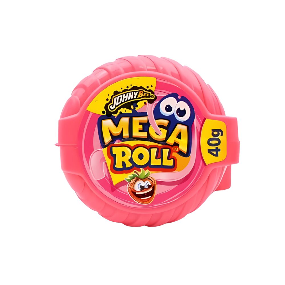 Johny Bee Mega Roll Strawberry Bubble Gum - gomme à mâcher goût fraise ...